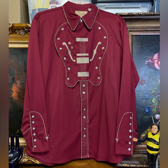 Scully | Shirts | Vintage Scully Maroon Shirt With Embroidered Details ...
